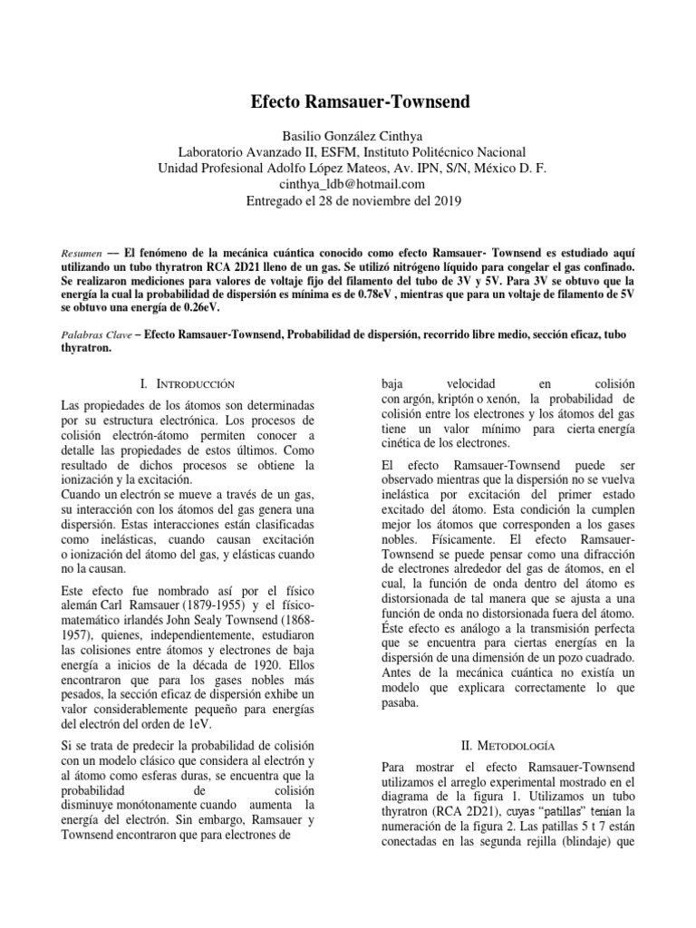 Efecto Ramsauer-Townsend en Gases Nobles | PDF | Física | Física teórica