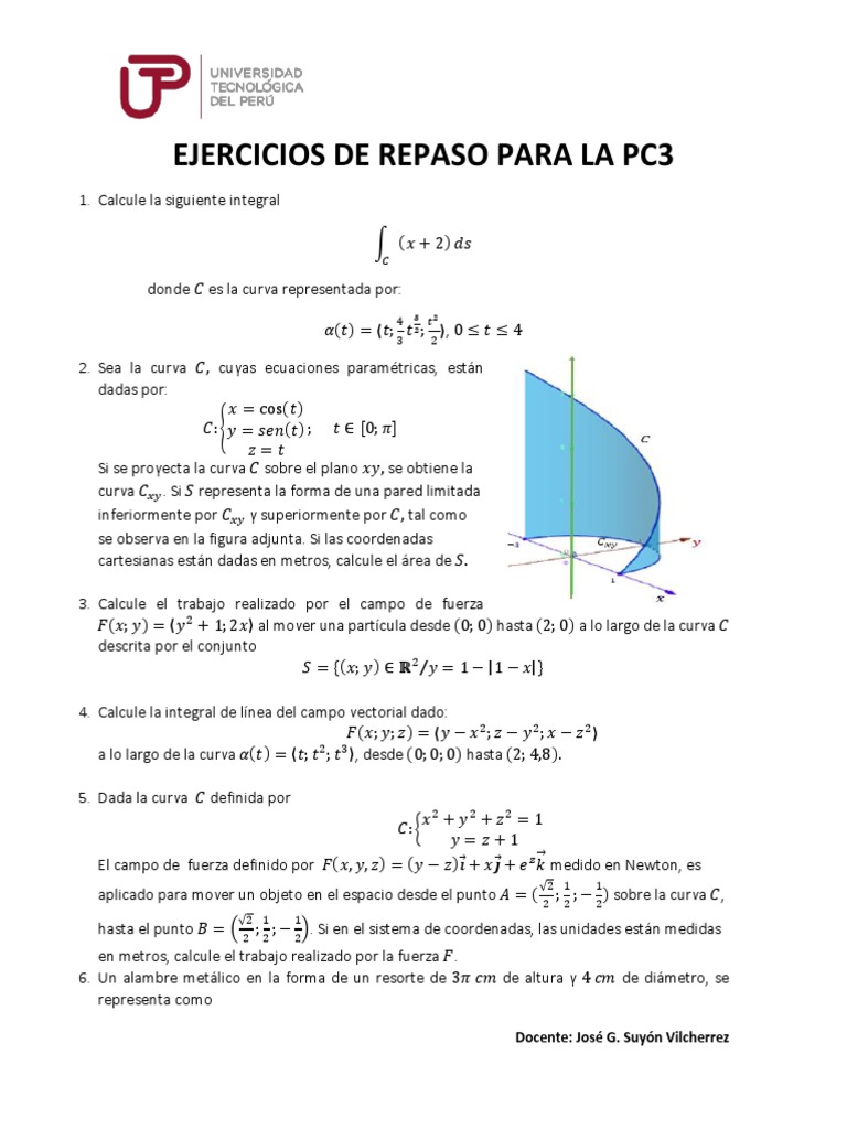 Ejercicios de Repaso para La Pc3 | PDF | Integral | Curva