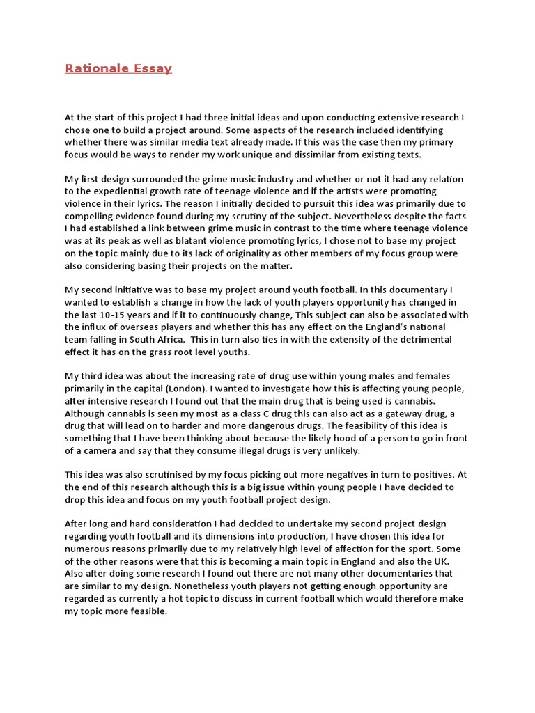 Rationale Final - Docx Version | PDF | Focus Group | Violence