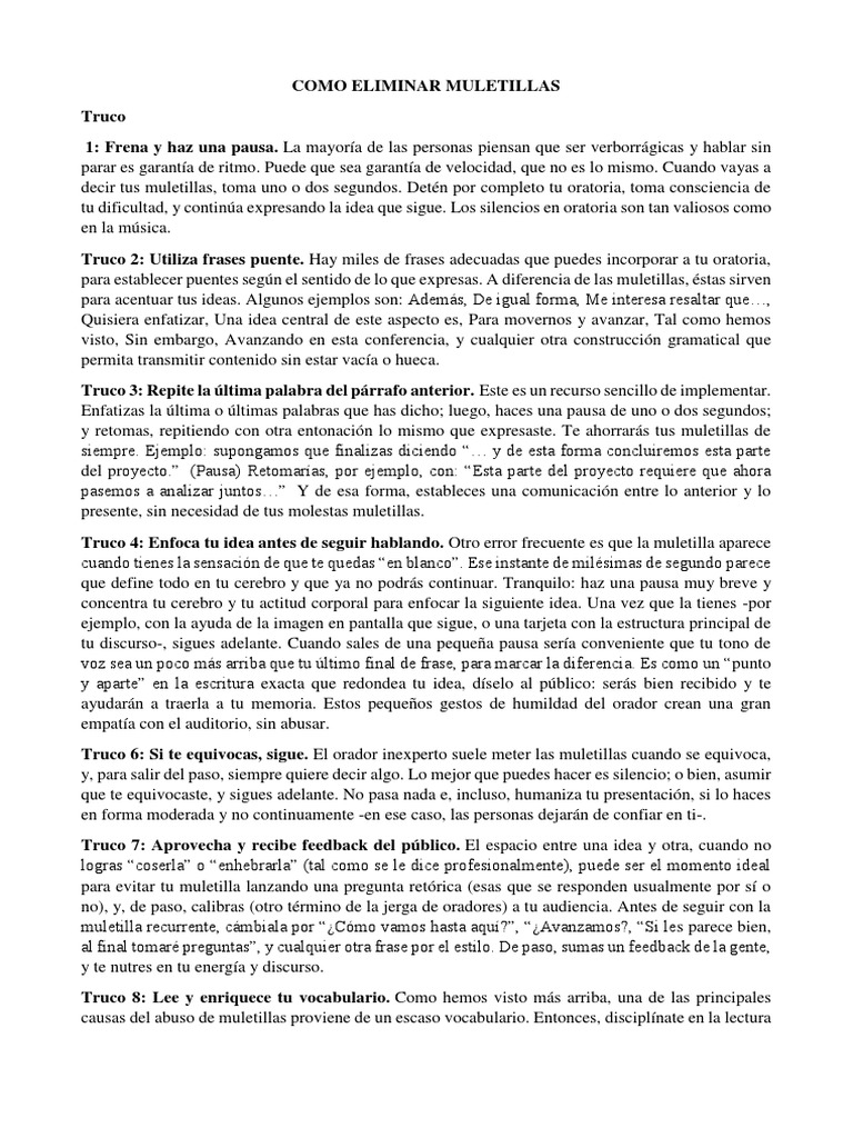 Como Eliminar Muletillas | PDF | Idiomas