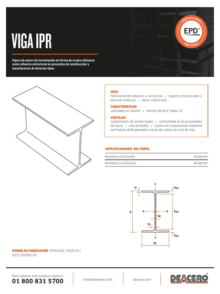 viga ipr propiedades | Materiales | Química