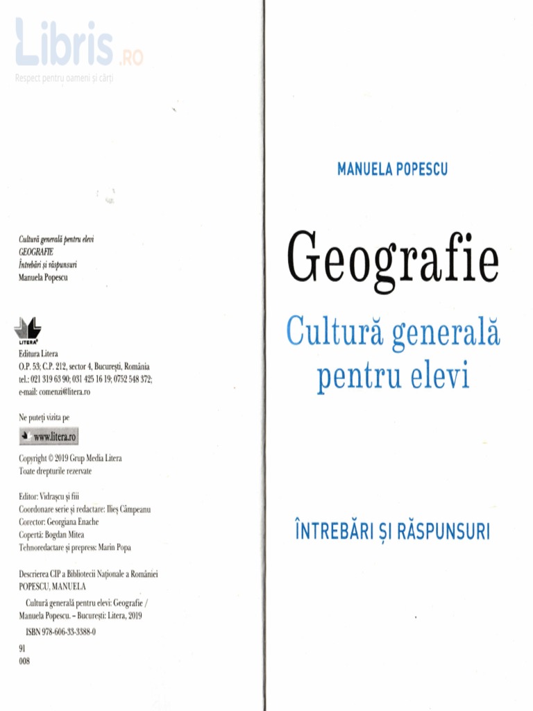 Geografie. Cultura Generala Pentru Elevi - Manuela Popescu PDF | PDF