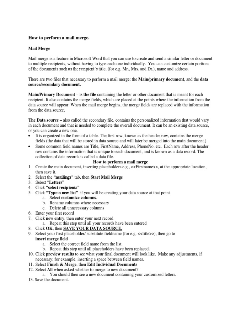 Mail Merge Guide for PDF Documents | PDF | Document | Computer File