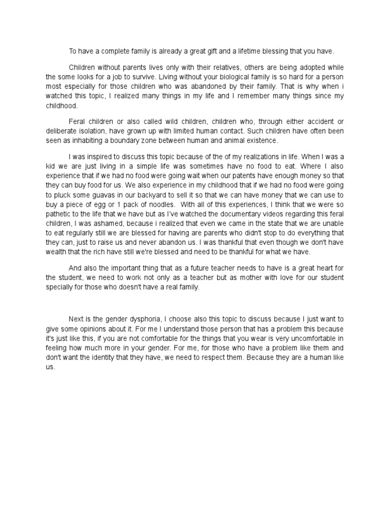 Feral Children and Gender Dysphoria | Download Free PDF | Gender ...