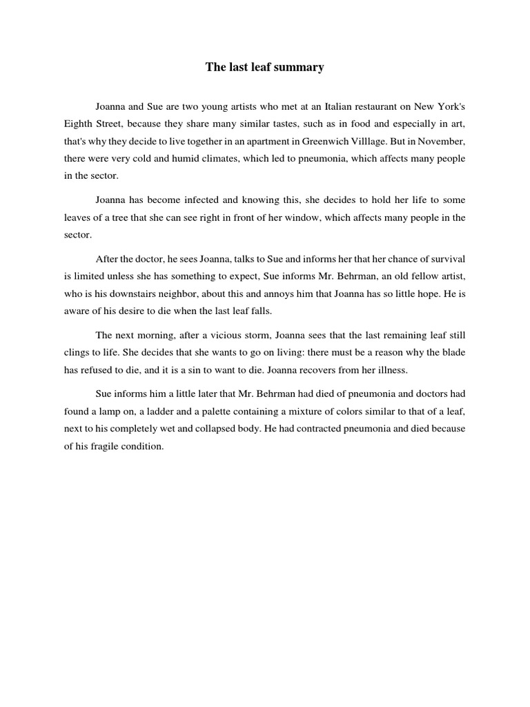The Last Leaf Summary | PDF