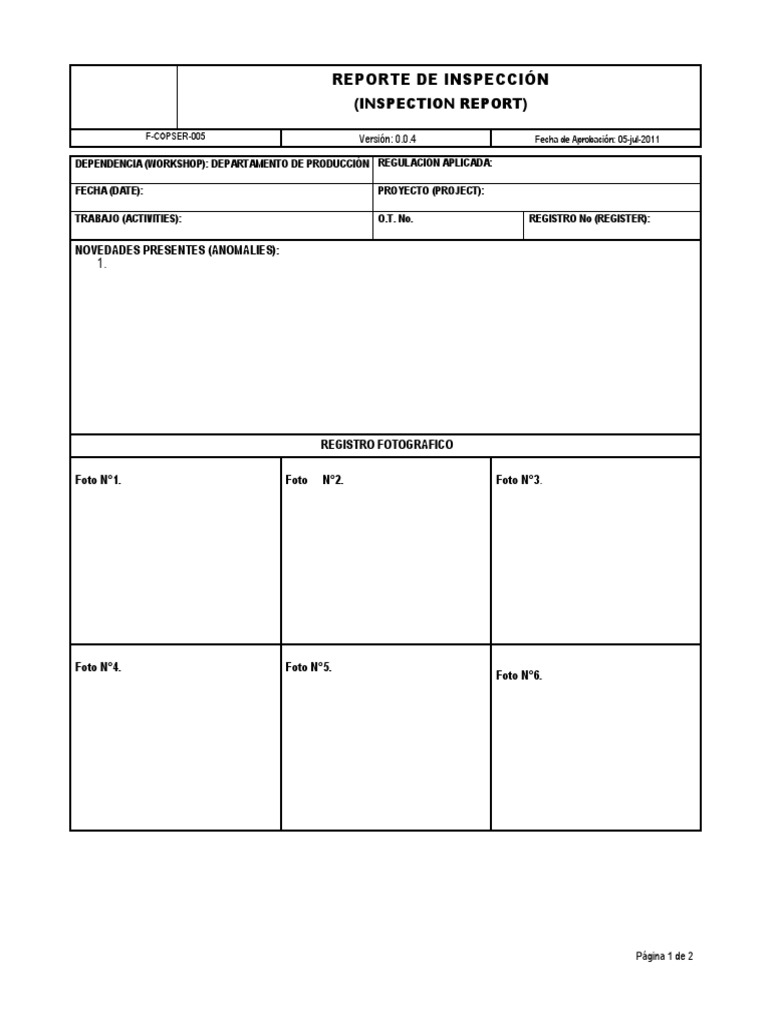 Formato Inspeccion Visual | PDF