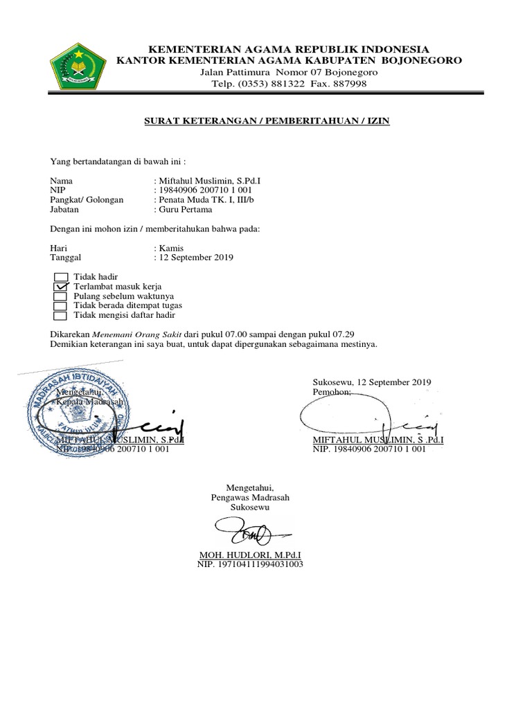 #Surat Izin Alibi September-2019 - TL | PDF
