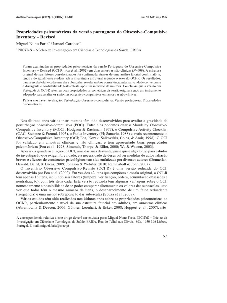 Oci R | PDF | Psicologia | Science