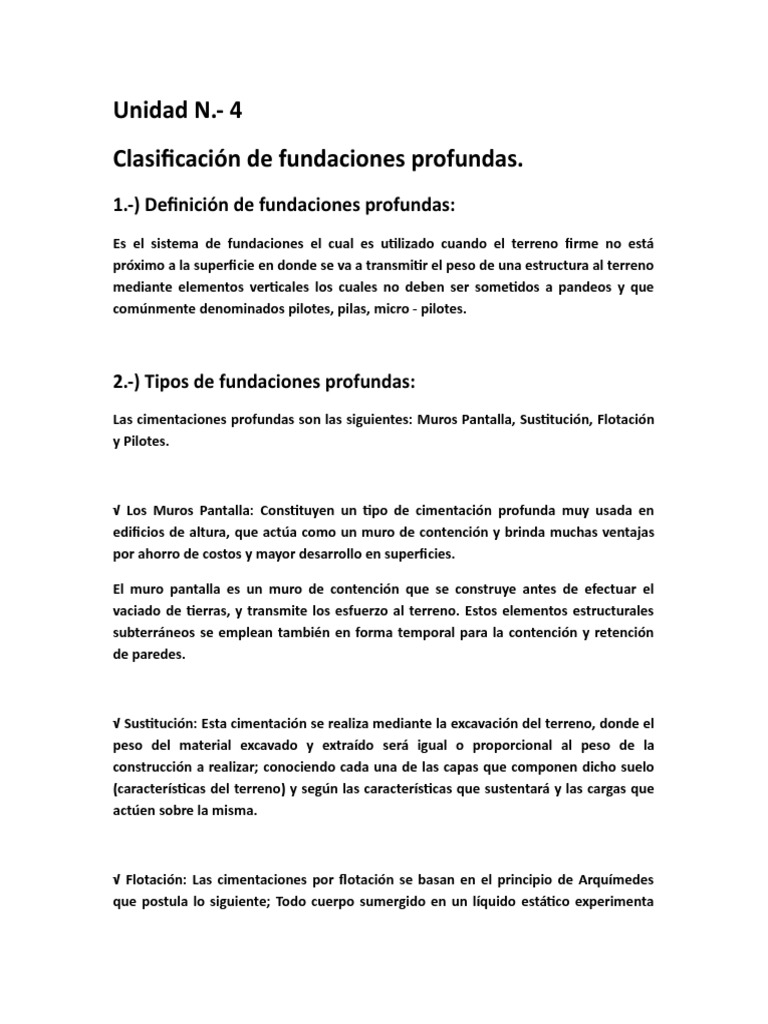Unidad N.-4 Clasificación de Fundaciones Profundas | PDF | Fundación ...