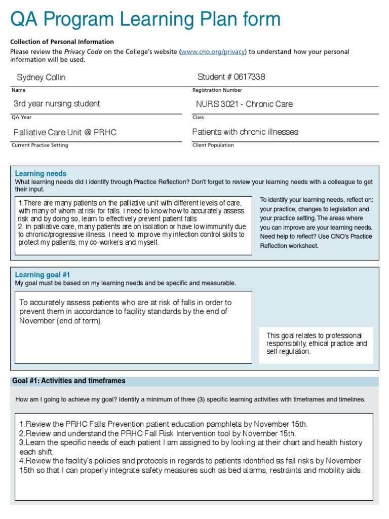 Qa Learning Plan Form 2019 | PDF | Palliative Care | Infection Control