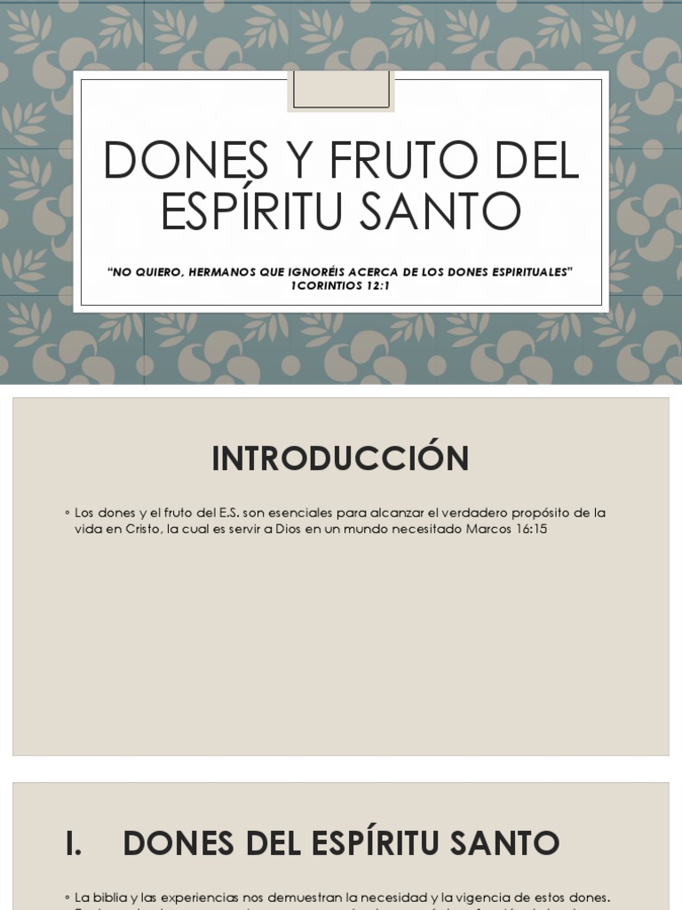 Dones y Frutos del Espíritu Santo | PDF | Dios | Fe