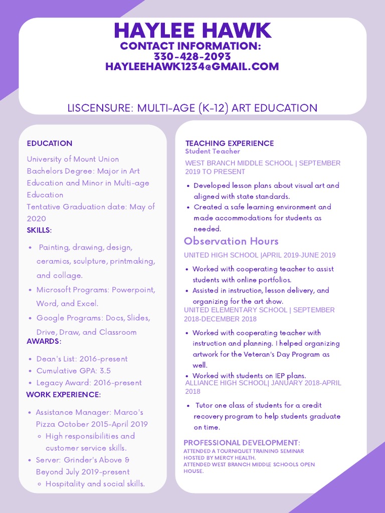 Aya Resume | PDF | Teachers | Education Theory