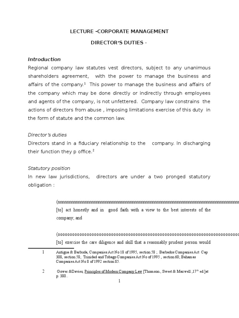 Duties of Directors | PDF | Fiduciary | Board Of Directors
