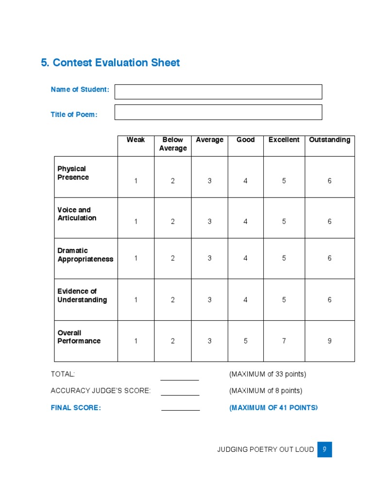 Poetry Out Loud Judge's Guide 2019 | PDF | Singing | Poetry