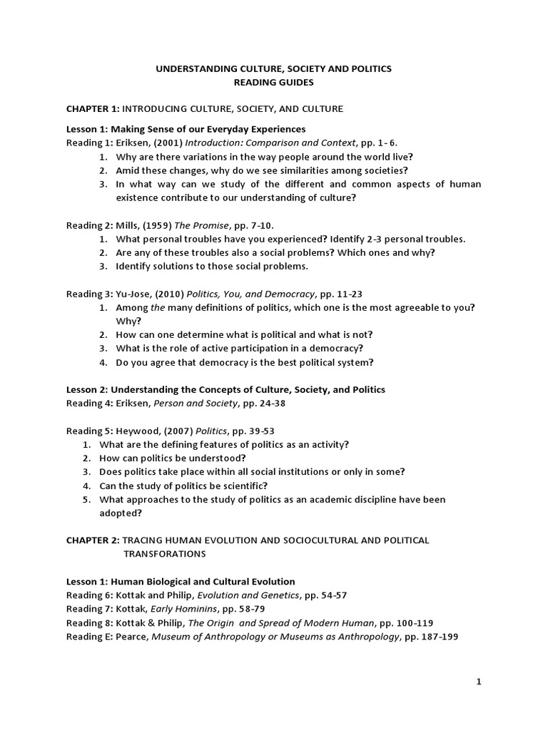 Exploring Culture and Society: Chapter 1 | PDF | Sociocultural ...