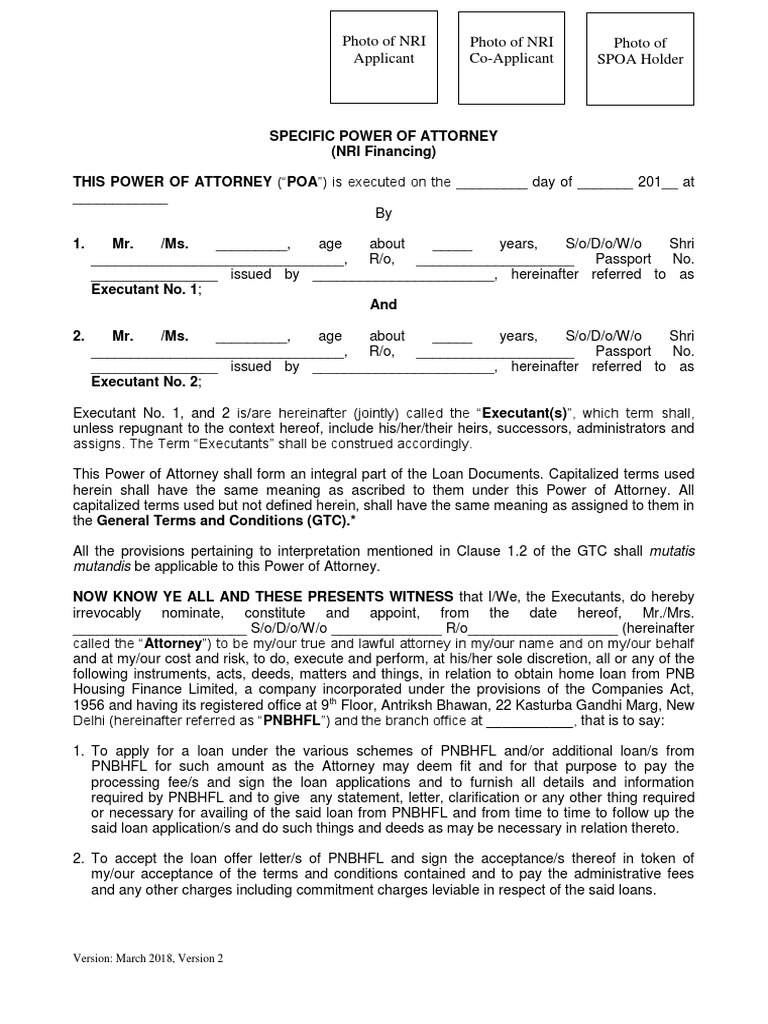 POA (Power of Attorney) | PDF | Loans | Mortgage Loan