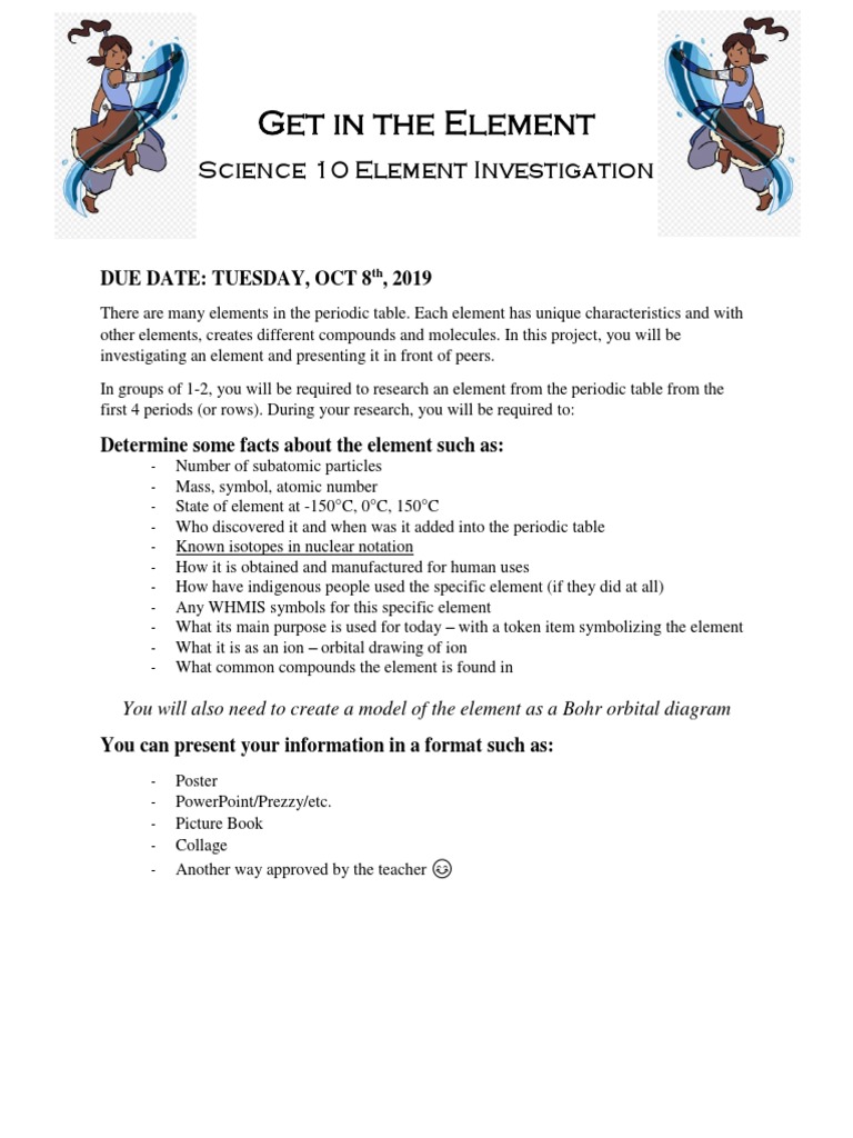 Element Investigation Project Guide | PDF | Chemical Elements | Isotope