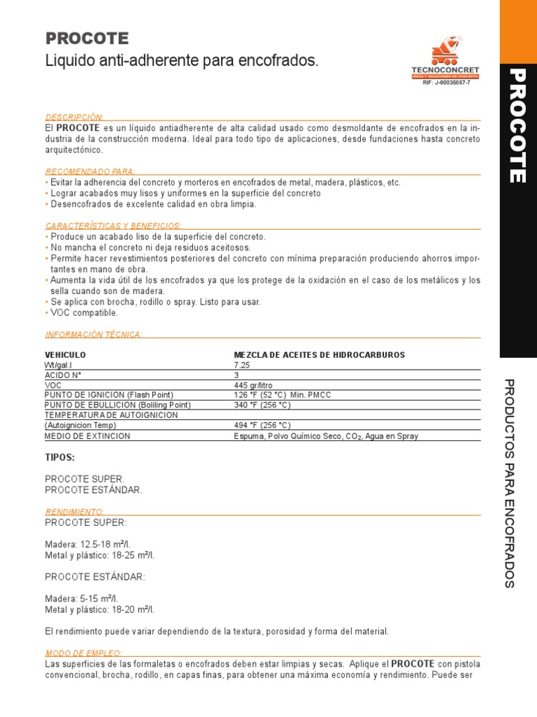 PROCOTE | PDF | Hormigón | Química