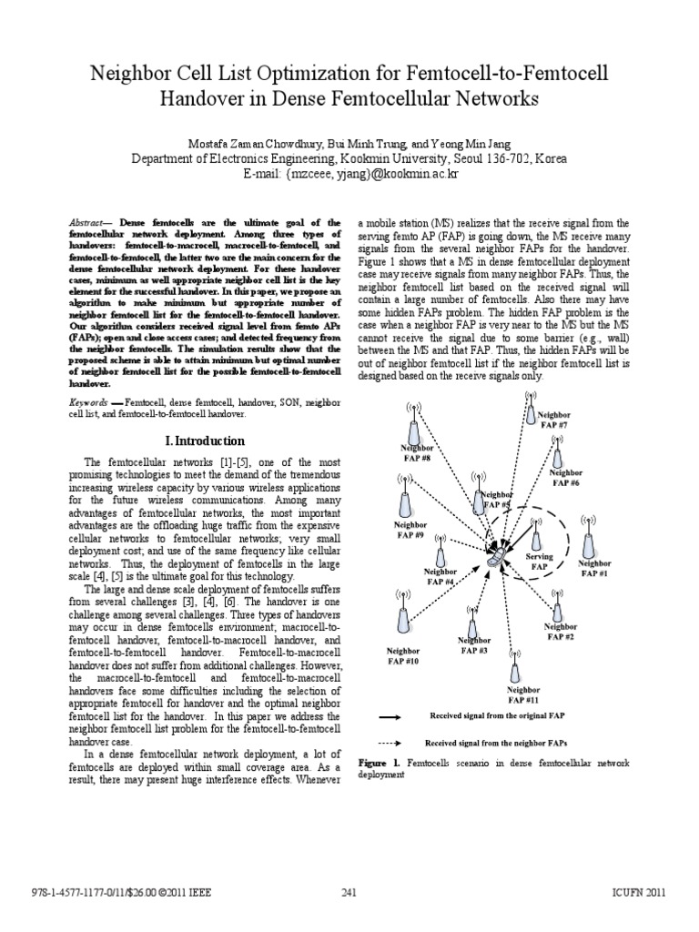 Femtocell Neighbor Cell List Optimization For Femtocell To Femtocell Handover In Dense