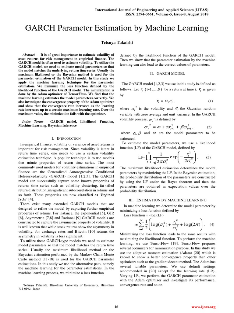 GARCH Parameter Estimation by Machine Learning | PDF | Estimation Theory | Statistical Theory