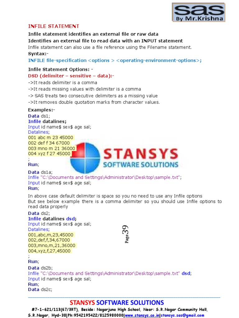 Infile Statement | PDF | Comma Separated Values | Filename