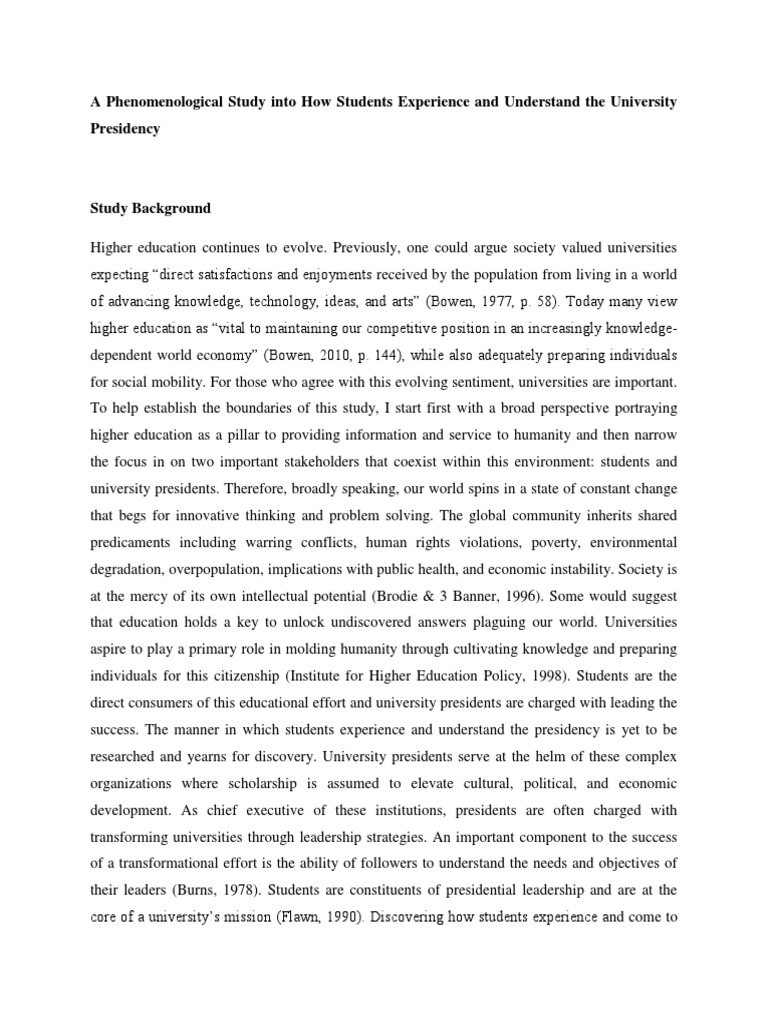 A Phenomenological Study Into How Students Experience and Understand ...