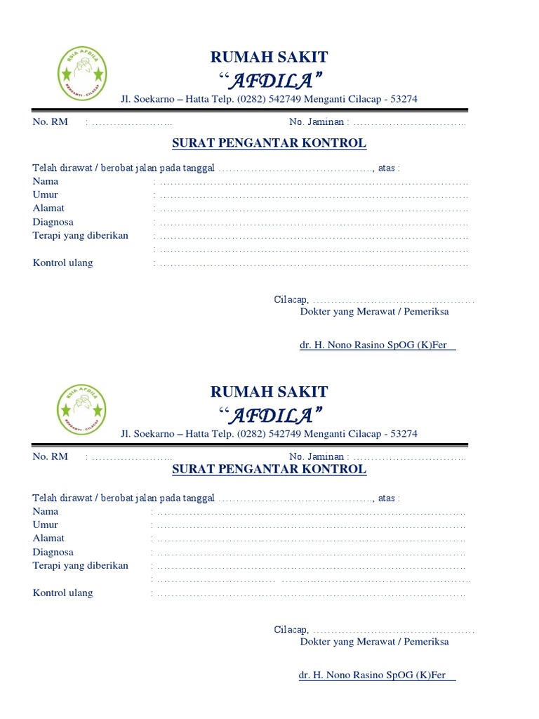 Surat Kontrol Rawat Inap | PDF