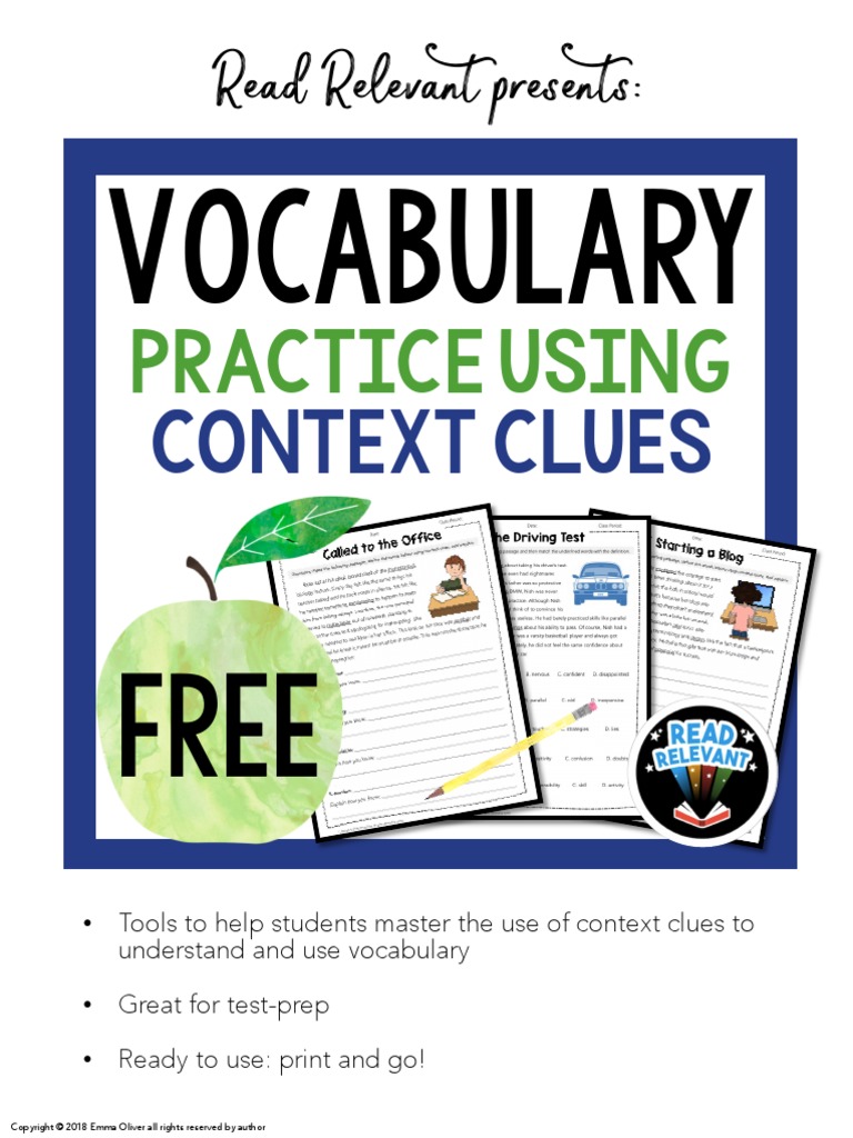 VocabularyPracticeUsingContextCluesFREEBIE PDF | PDF | Psychology ...