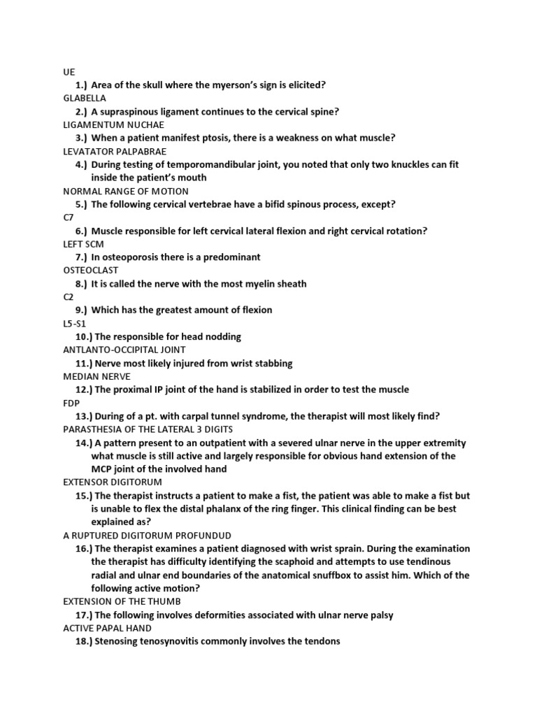 Ue Test | PDF | Anatomical Terms Of Motion | Elbow