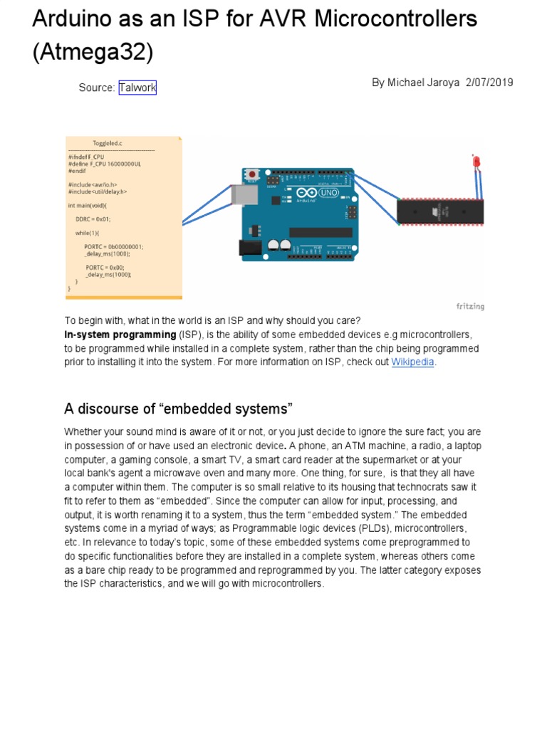 Arduino As An ISP For AVR Microcontrollers (Atmega32) | PDF | Arduino ...