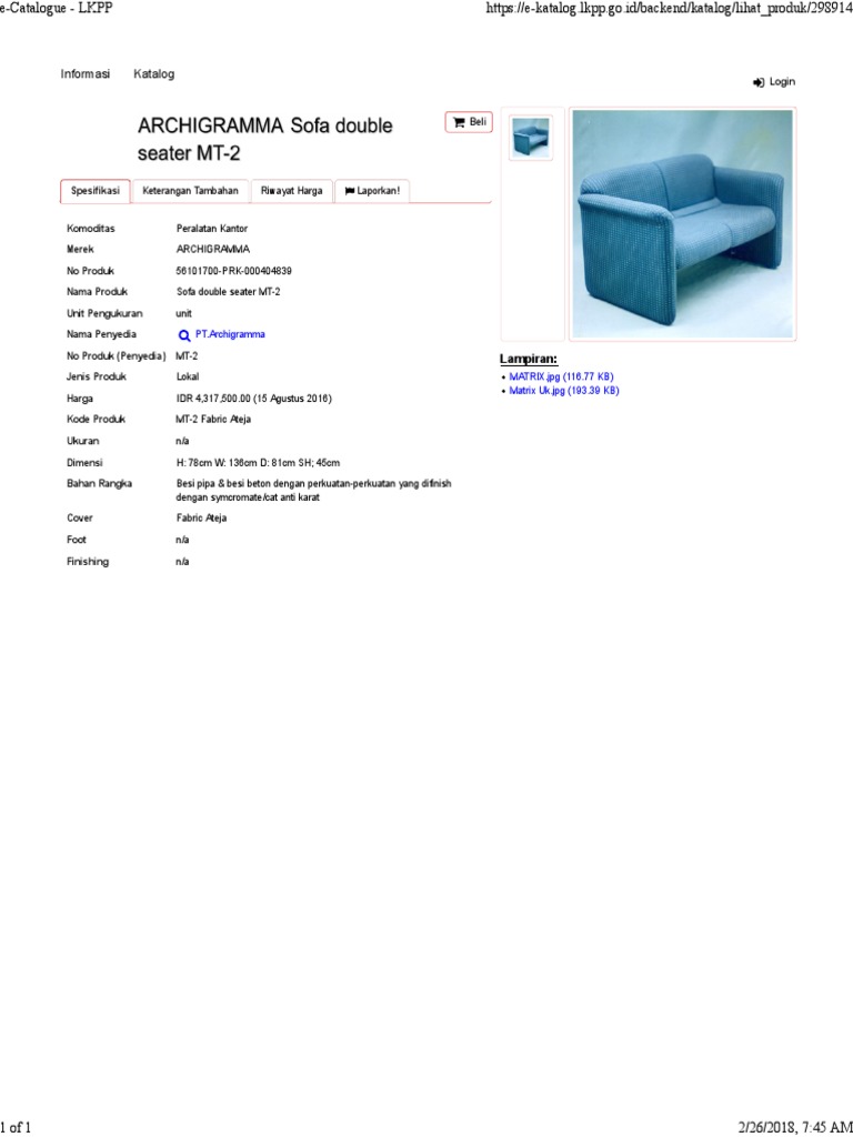 ARCHIGRAMMA Sofa Double Seater MT-2 PDF | PDF