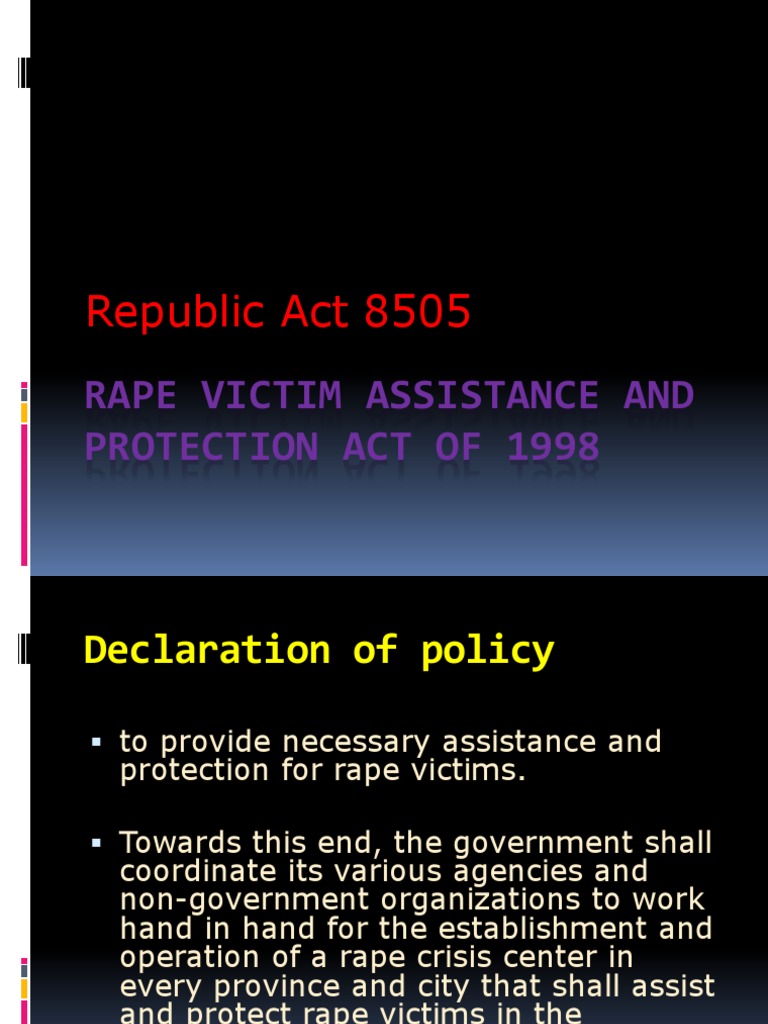 Villegas RA 8505 | PDF | Rape | Police Officer