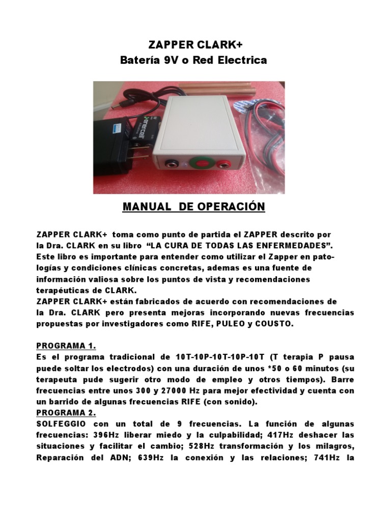 Zapper Clark+ | PDF | Electricidad | Salud y bienestar