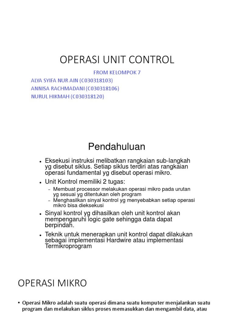 Operasi Unit Control | PDF
