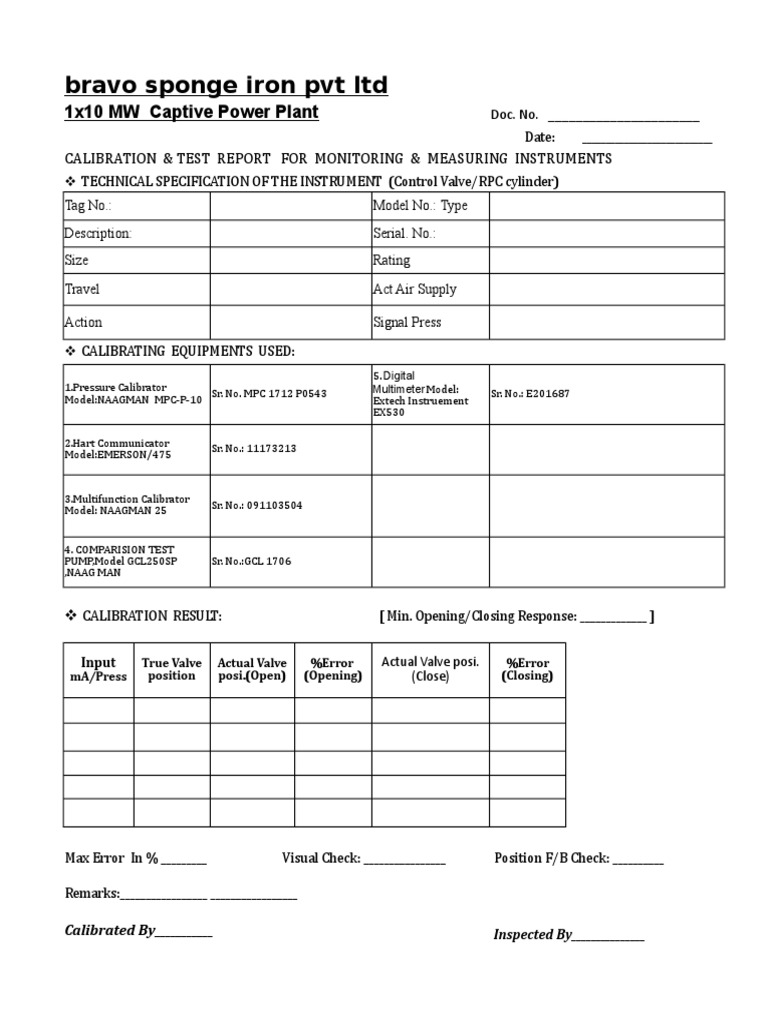 Control Valve Calibration | PDF