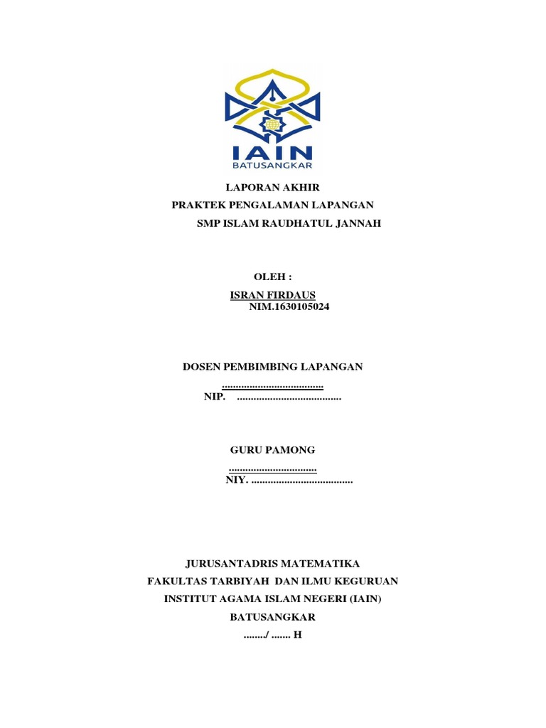 Contoh Cover Laporan PPL | PDF