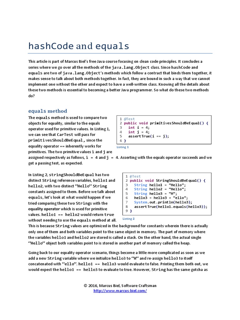 Hashcode and Equals | PDF | Boolean Data Type | String (Computer Science)