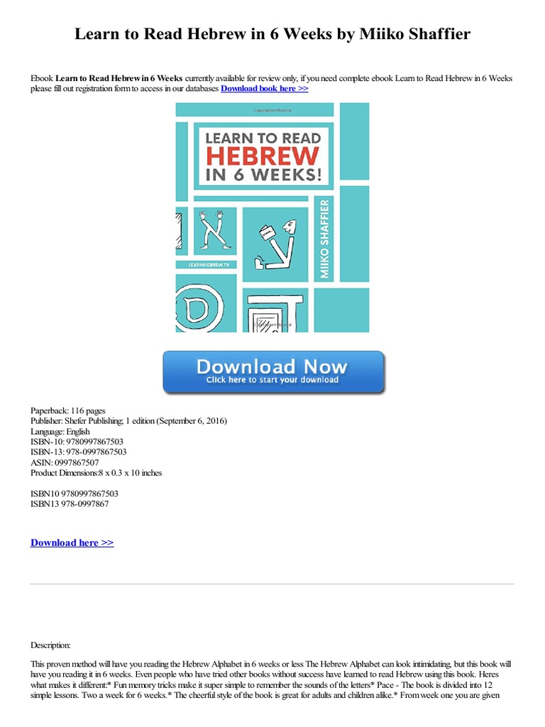 Learn to Read Hebrew in 6 Weeks: A Concise and Insightful Guide to ...
