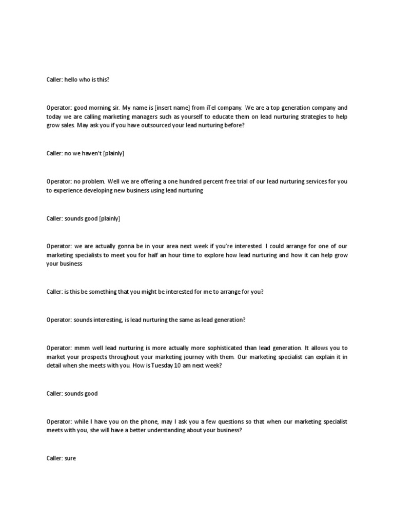 Script Telemarketing | PDF