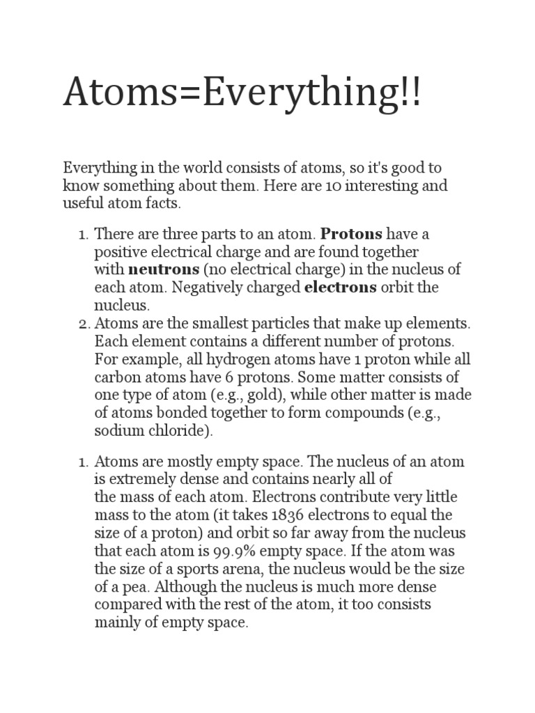 Atom Facts | PDF | Atoms | Atomic Nucleus