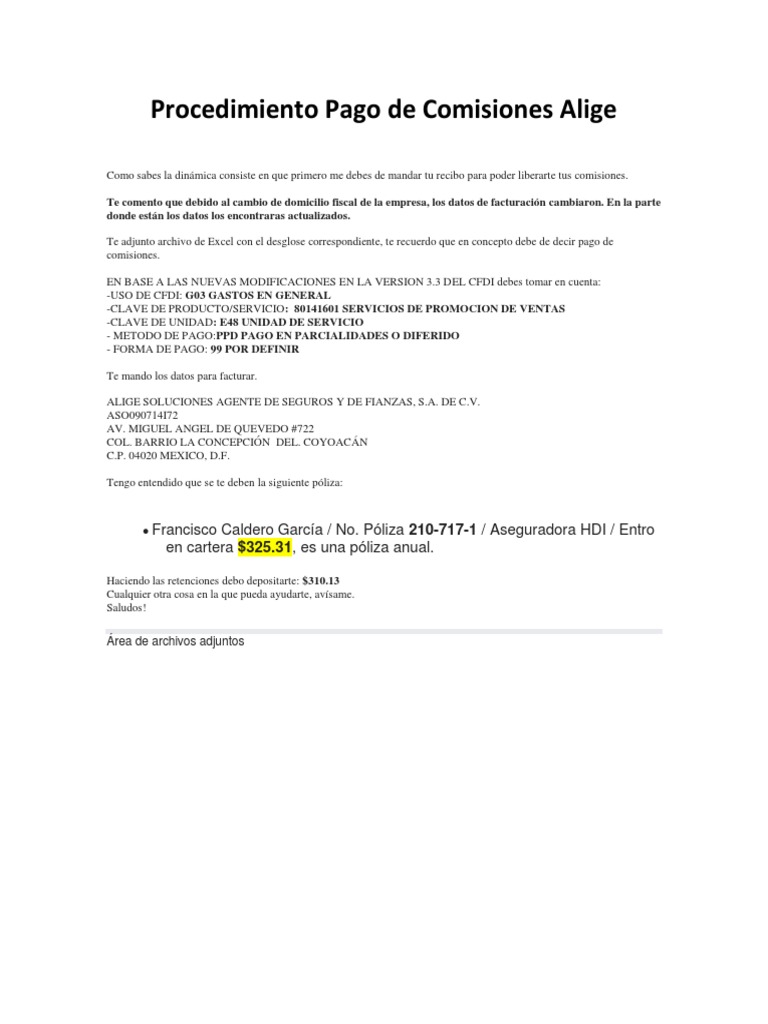 Procedimiento Pago de Comisiones | PDF