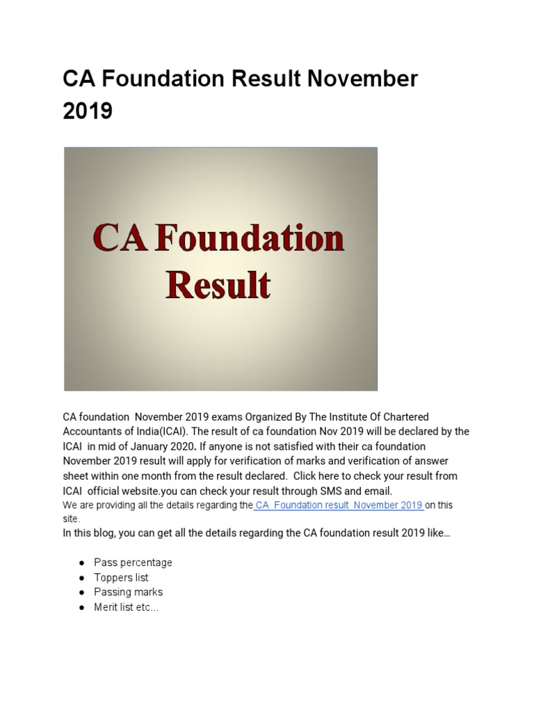 Ca Foundation Result Nov 2019 | PDF | Government | Business