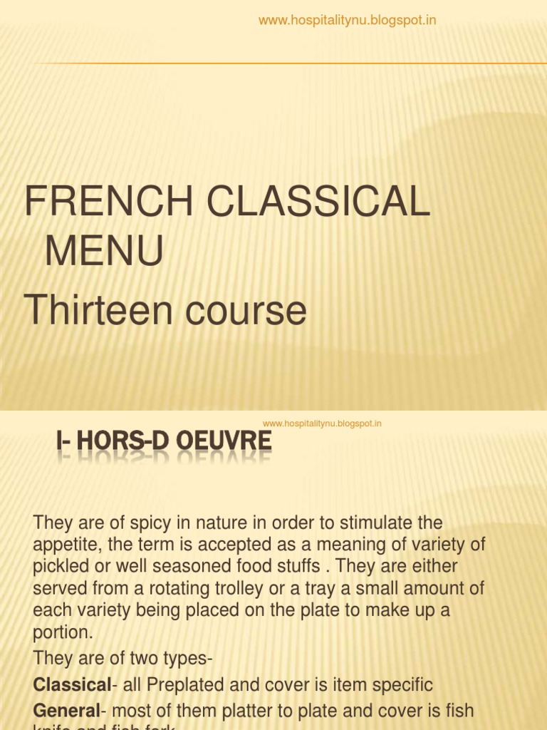 French Classical Menu | PDF | Salad | Soup
