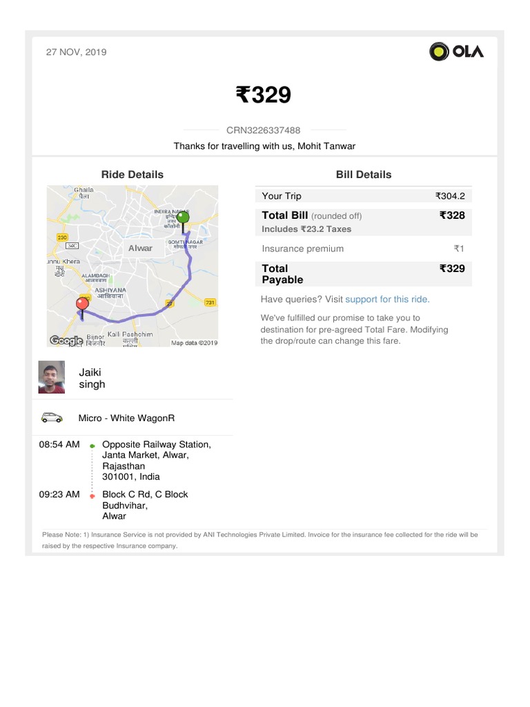 Ola Bill | PDF | Invoice | Services (Economics)