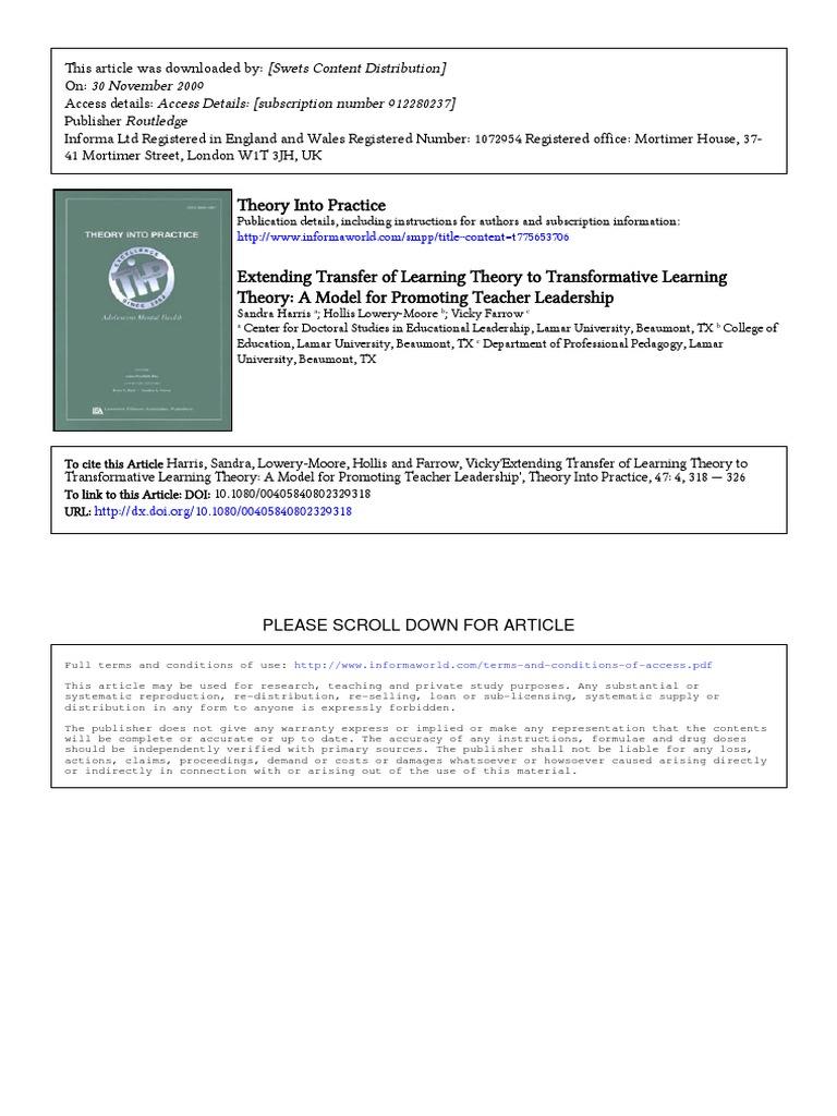 Home Work - A Model For Promoting Teacher Leadership | PDF | Teachers ...