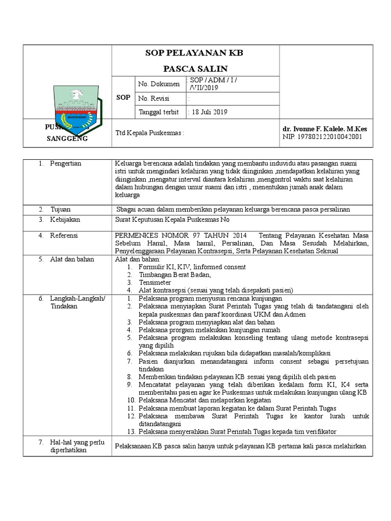 SOP KB Pasca Salin | PDF