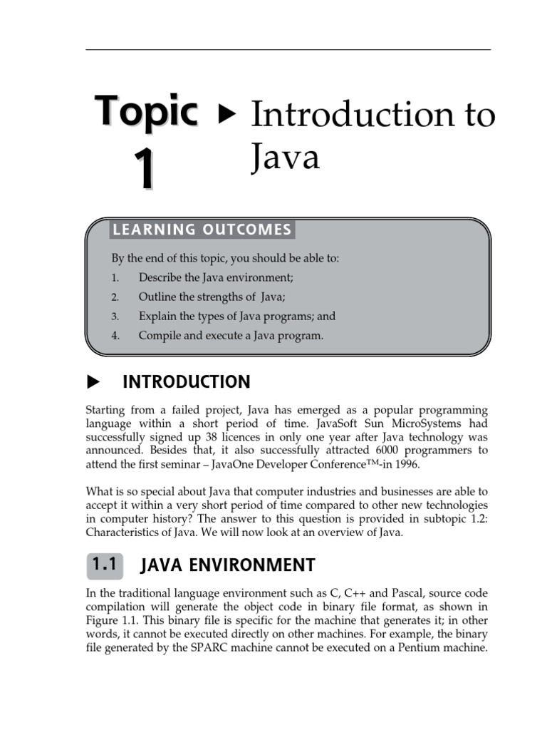 07163833Topic1IntroductiontoJava PDF | Download Free PDF | Java Virtual Machine | Java ...