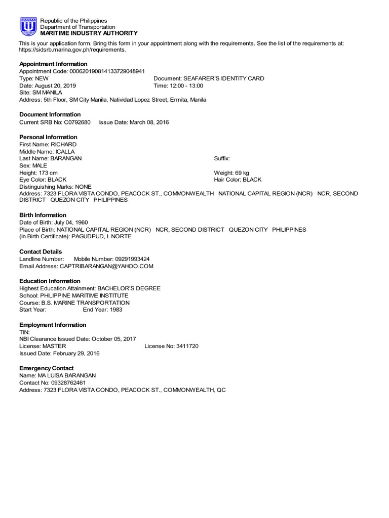 Application Form SID | PDF