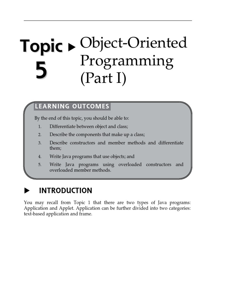Object Oriented Programming Part I Pdf Method Computer Programming