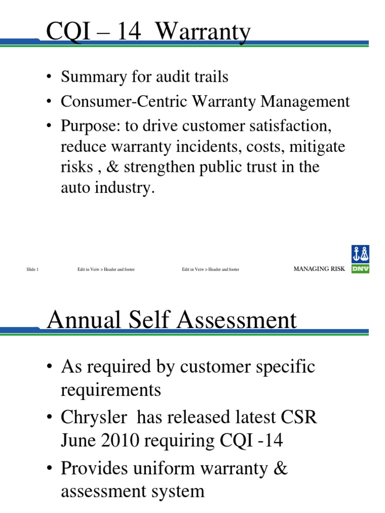 CQI 14 Warranty June 2013 | PDF | Customer | Business
